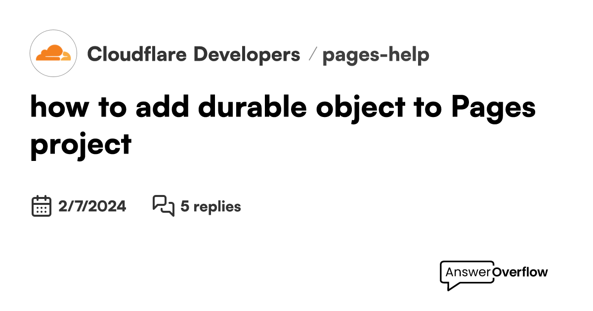 how to add durable object to Pages project? - Cloudflare Developers