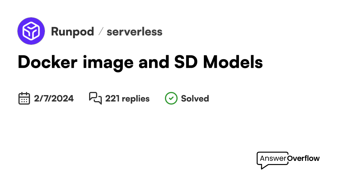 Docker image and SD Models - Runpod