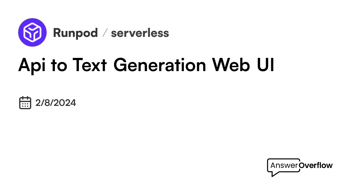 Api to Text Generation Web UI - Runpod