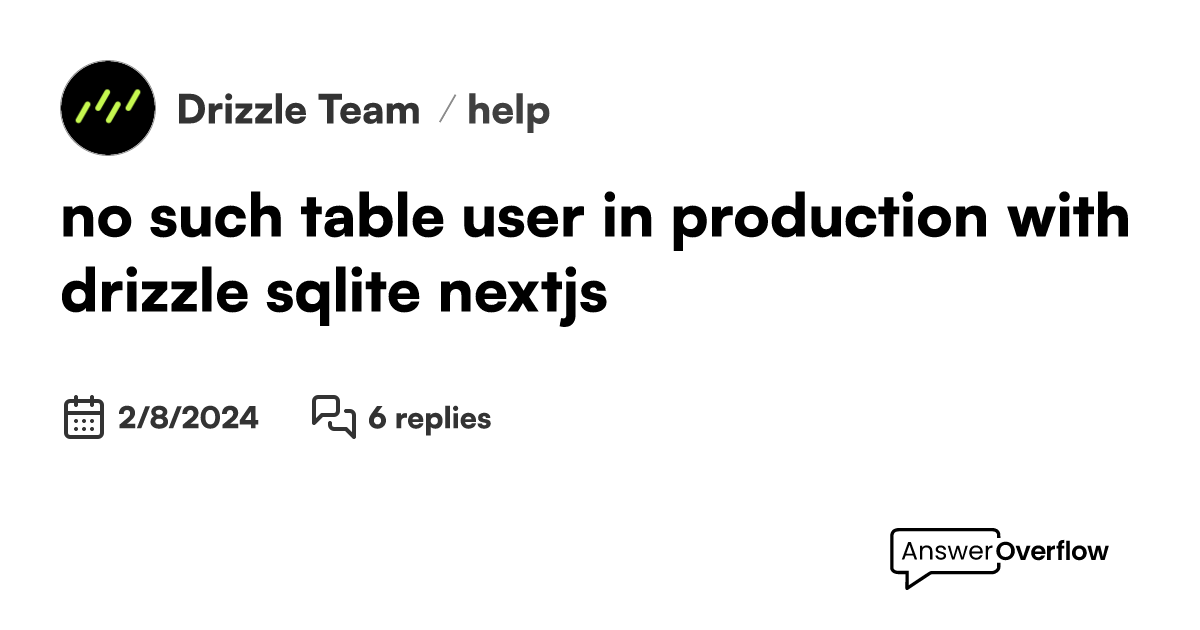 `no such table: user` in production with drizzle + sqlite + next.js? - Drizzle Team