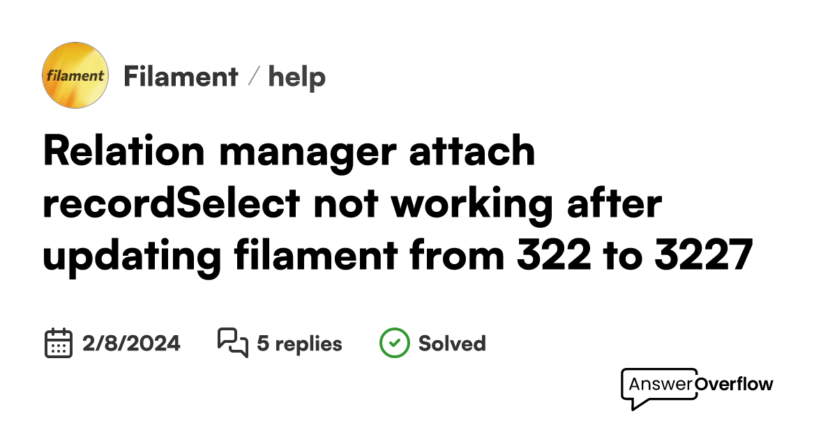 Relation manager attach recordSelect not working after updating filament from 3.2.2 to 3.2.27 ...