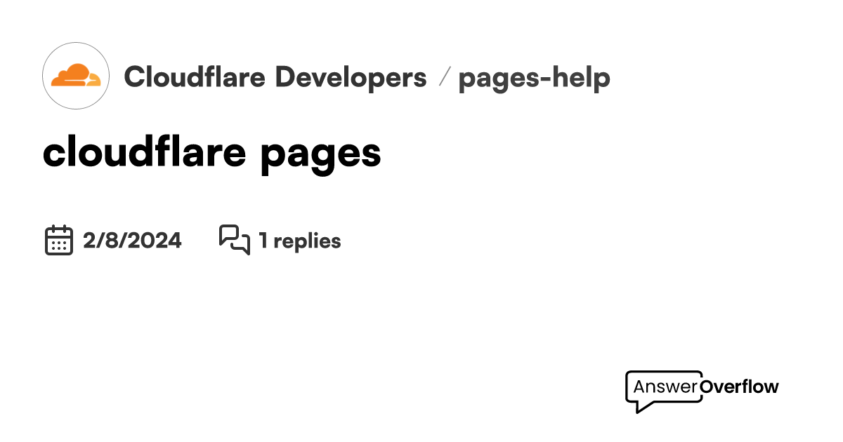 cloudflare pages - Cloudflare Developers