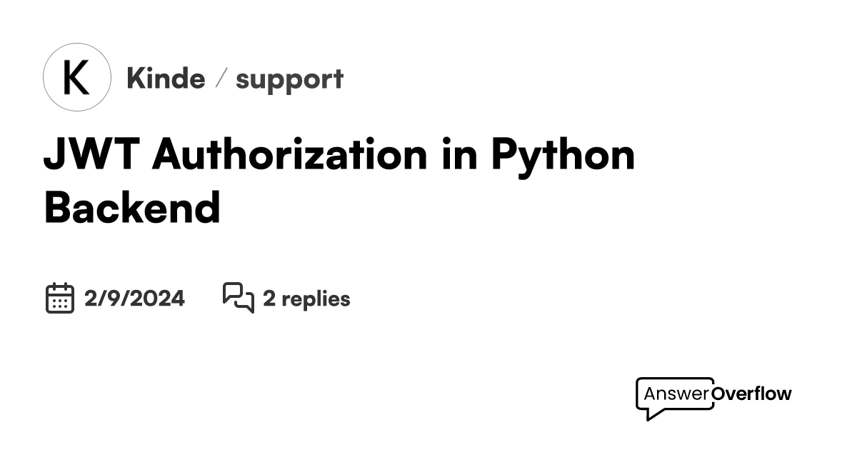 JWT Authorization in Python Backend - Kinde