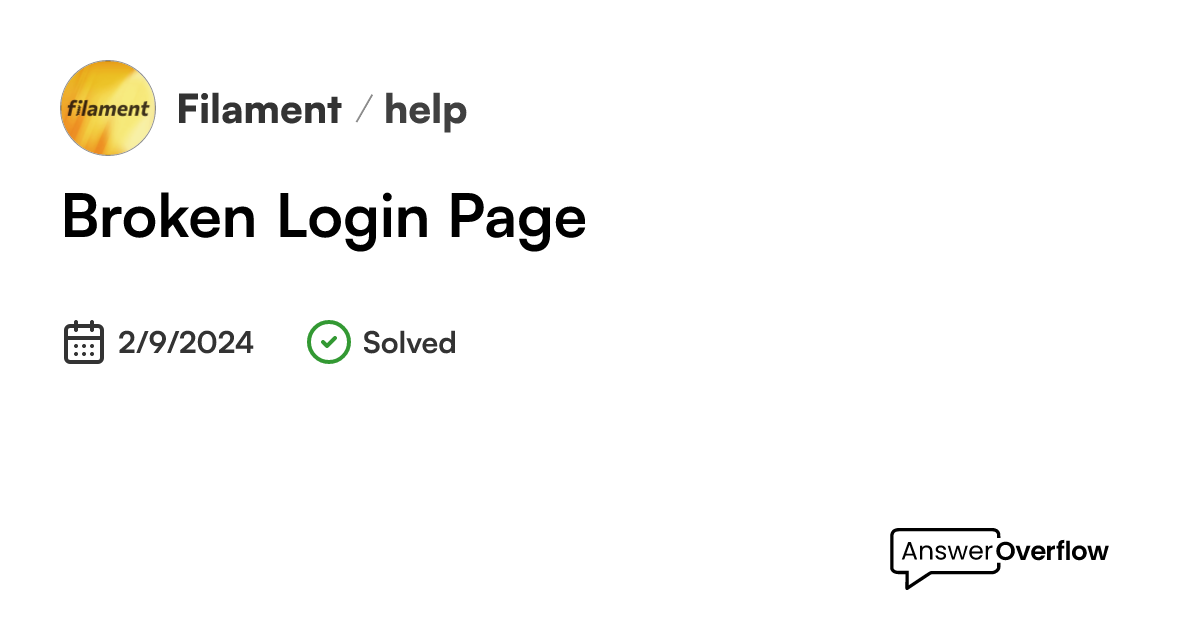 Broken Login Page - Filament