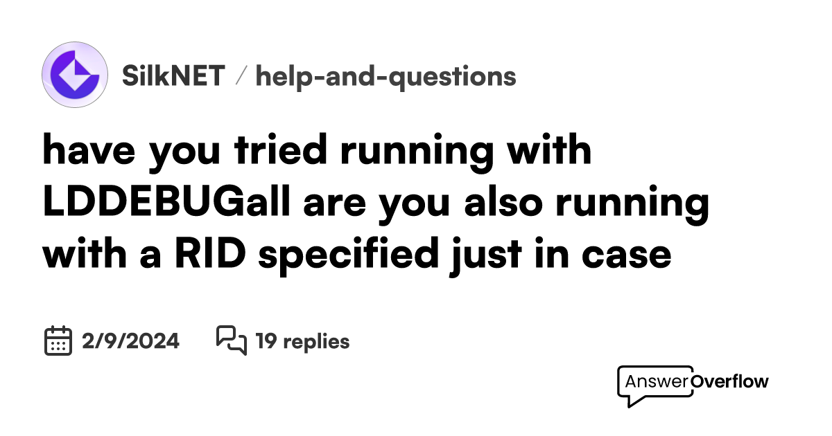 have you tried running with `LD_DEBUG=all`? are you also running with a RID specified just in ...