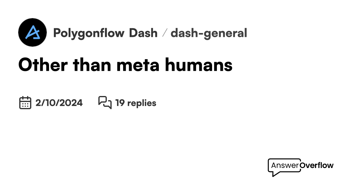 Other than meta humans - Polygonflow Dash