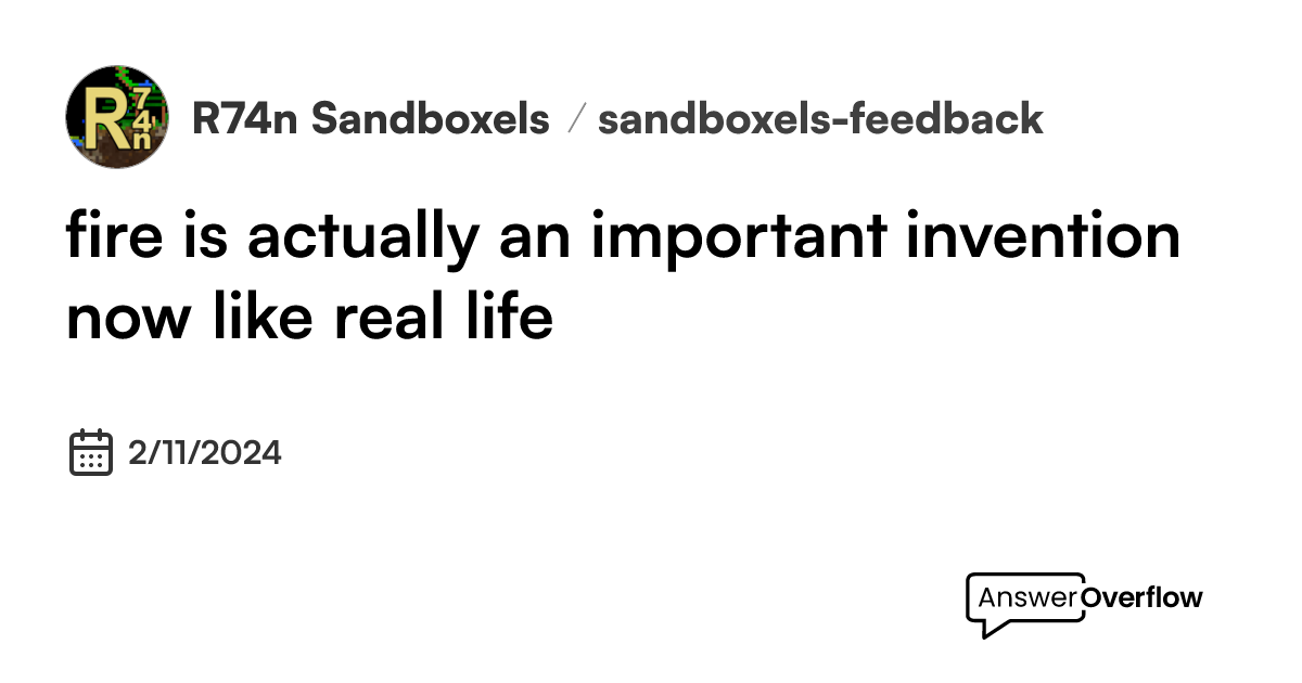 fire is actually an important invention now like real life - 🚨 R74n ...