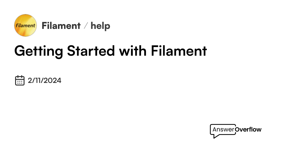 Getting Started with Filament - Filament