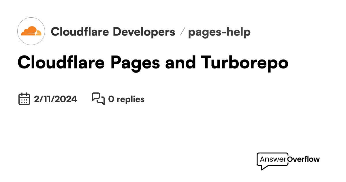 Cloudflare Pages and Turborepo - Cloudflare Developers