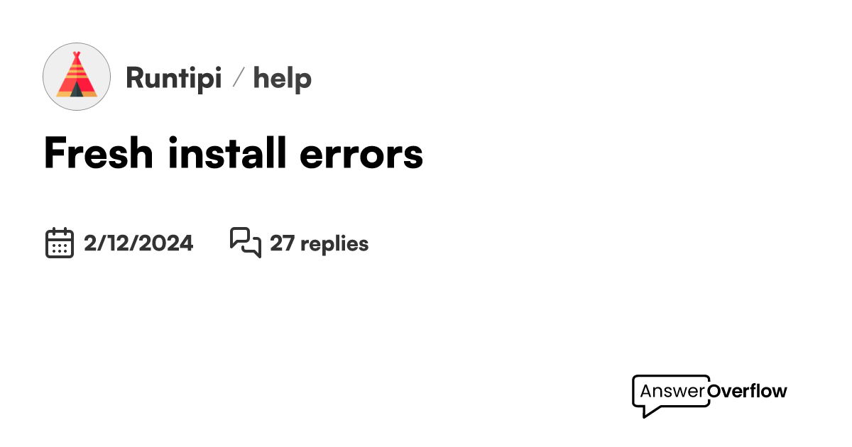 Fresh install errors - Runtipi