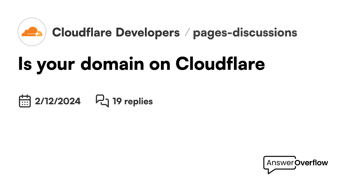 Is your domain on Cloudflare? - Cloudflare Developers