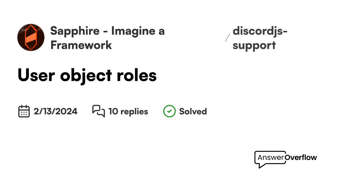 User object roles - Sapphire - Imagine a Framework