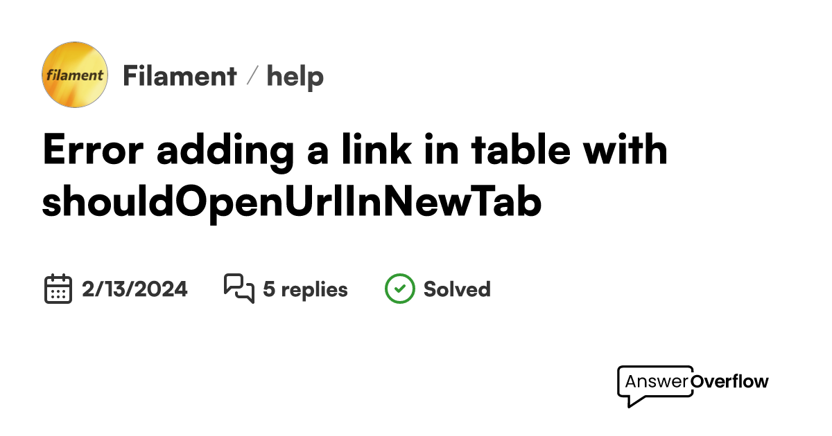 Error adding a link in table with shouldOpenUrlInNewTab() - Filament
