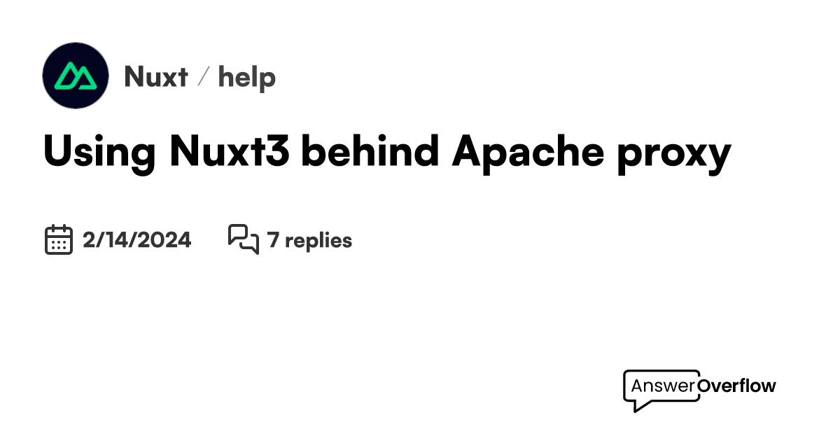 Using Nuxt3 behind Apache proxy? - Nuxt