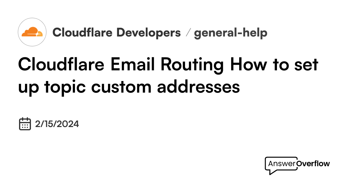 Cloudflare Email Routing: How to set up `+topic` custom addresses? - Cloudflare Developers