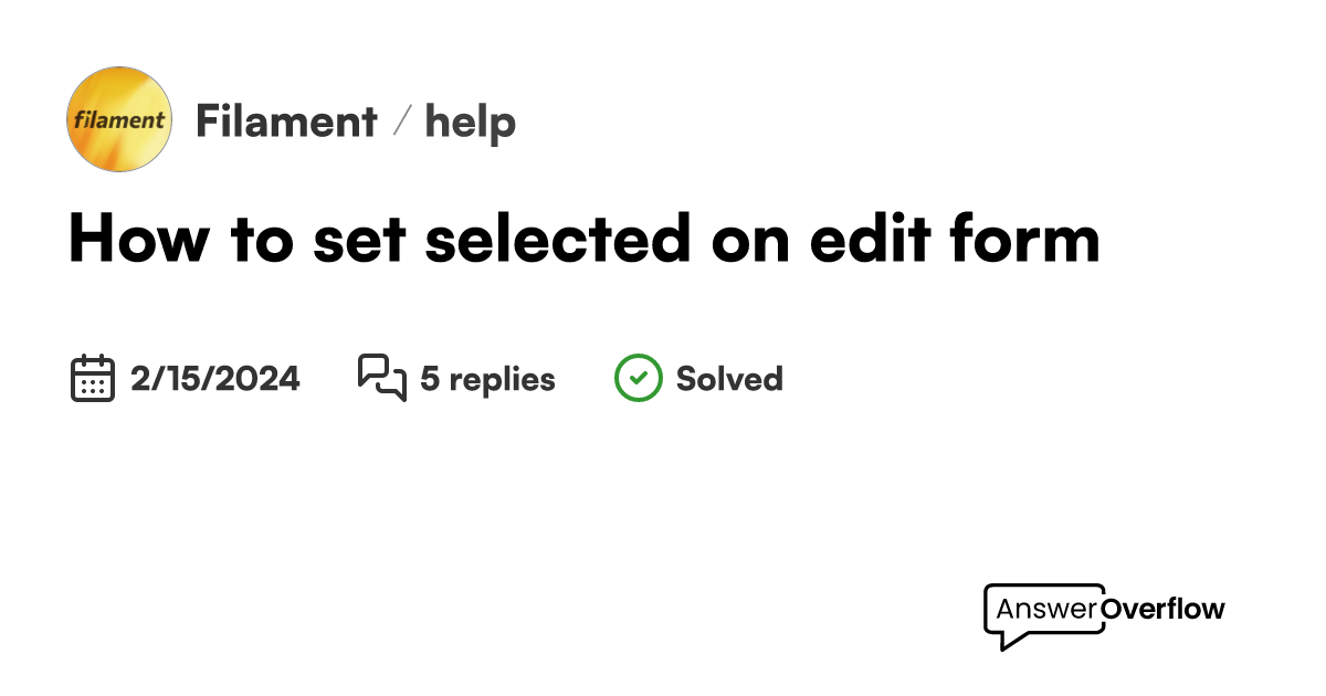 How to set selected on edit form - Filament