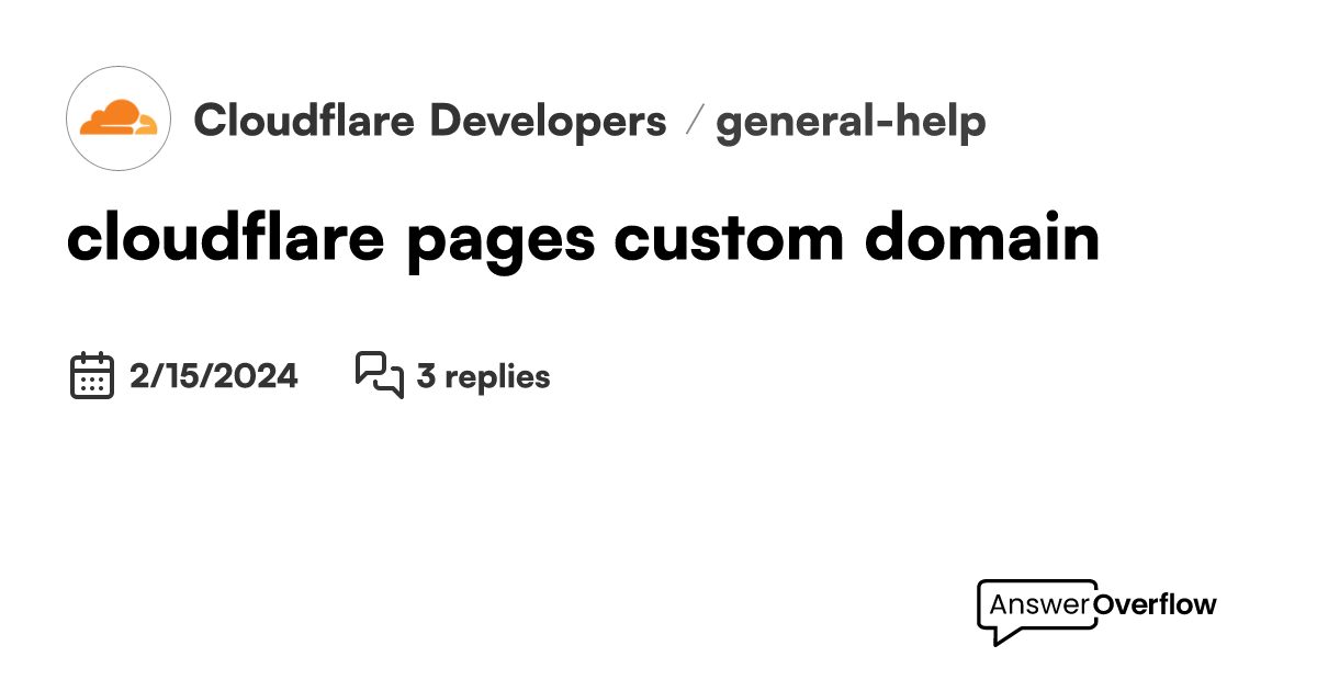 cloudflare pages custom domain - Cloudflare Developers