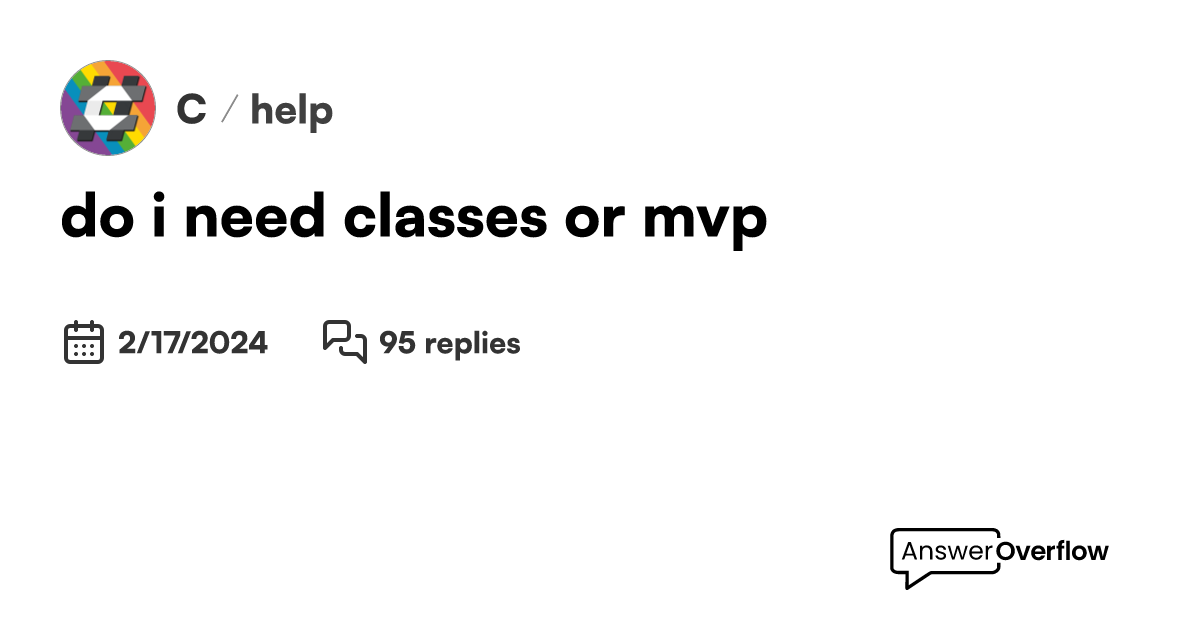 do i need classes or mvp - C#