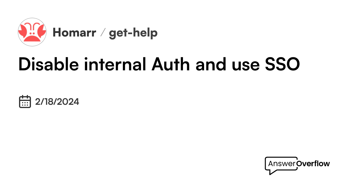 Disable internal Auth and use SSO - Homarr