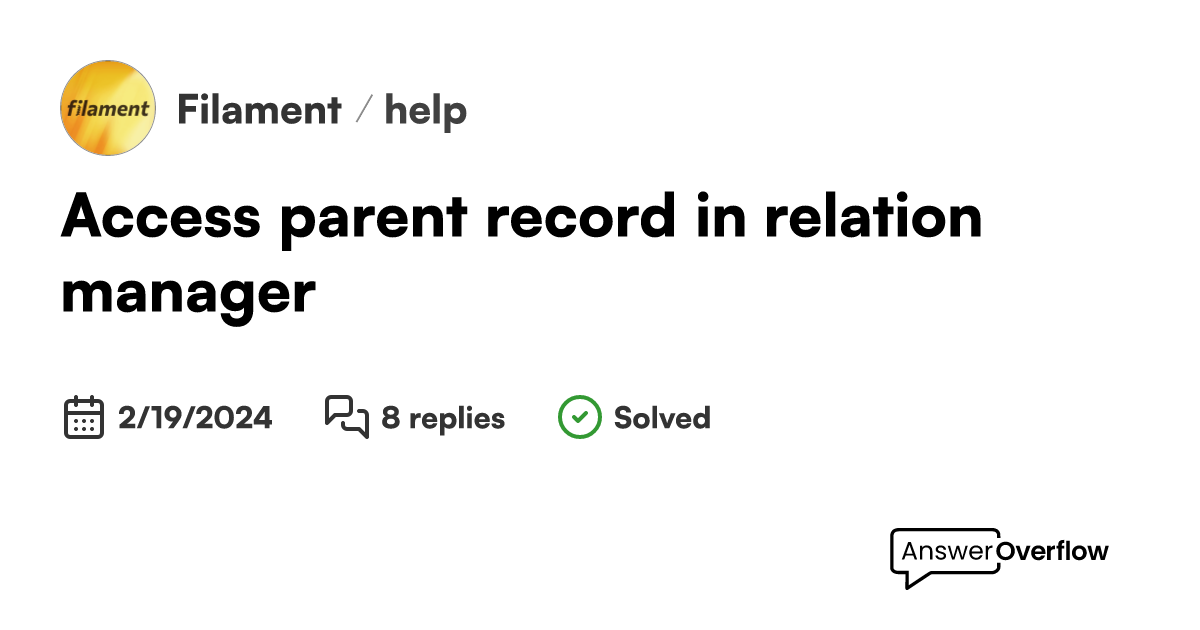 Access parent $record in relation manager - Filament