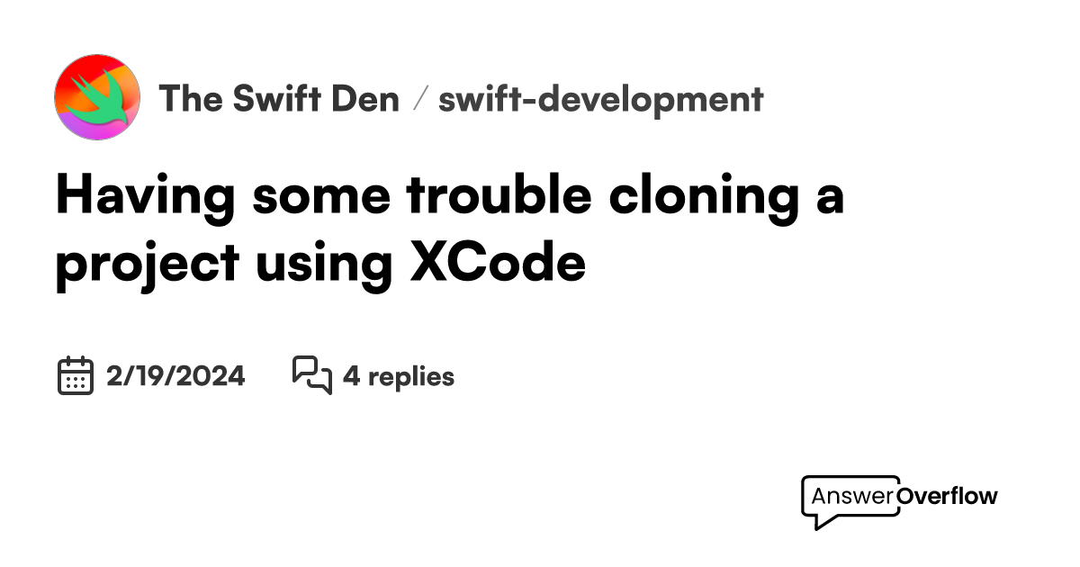 Having some trouble cloning a project using XCode - The Swift Den