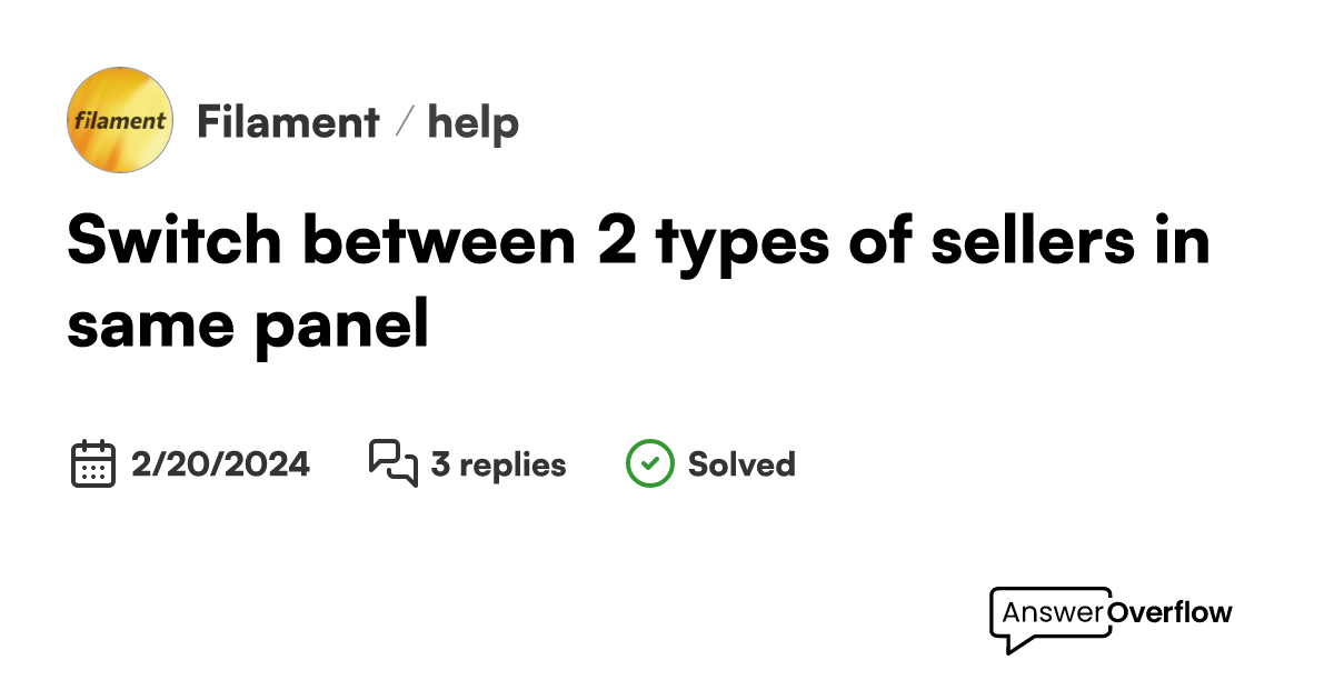Switch between 2 types of sellers in same panel? - Filament