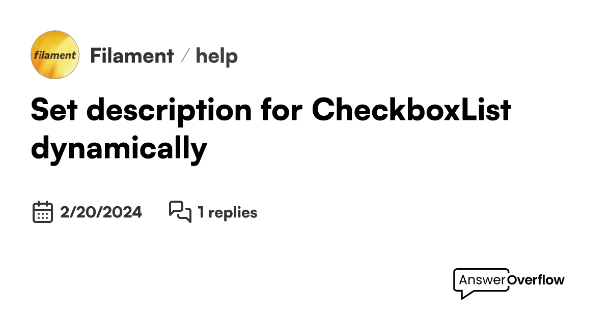 Set Description For Checkboxlist Dynamically Filament