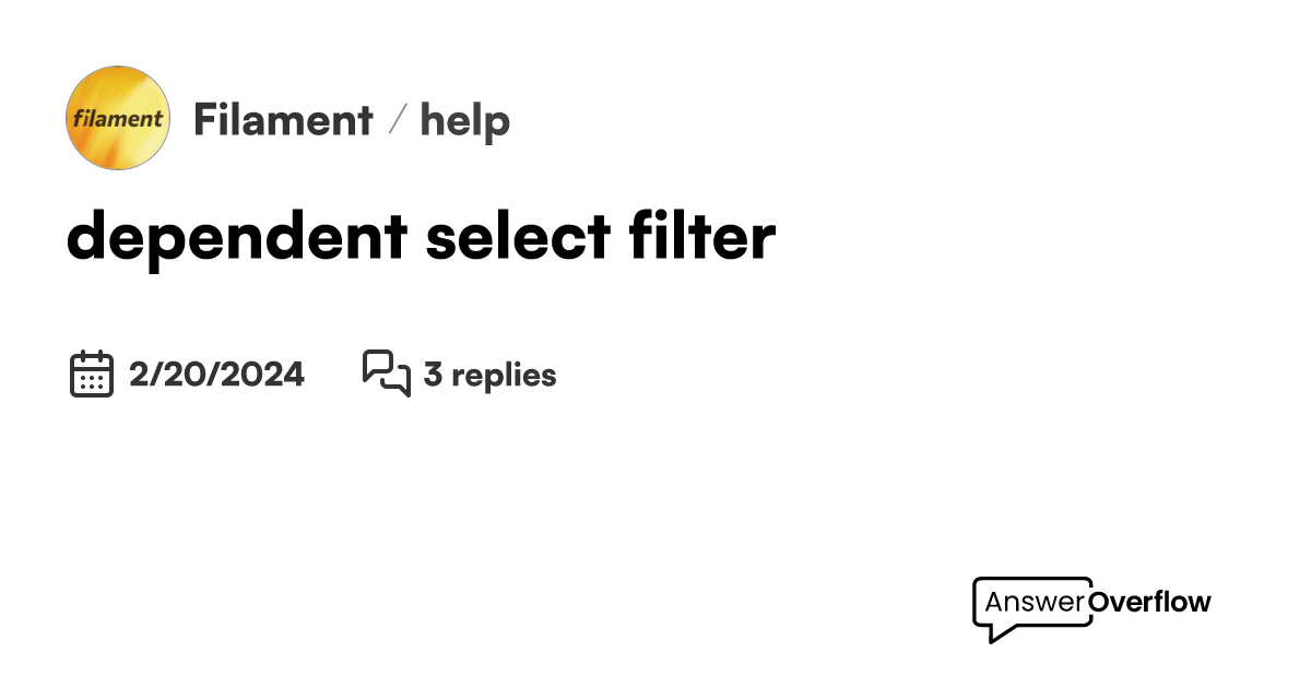 dependent select filter - Filament