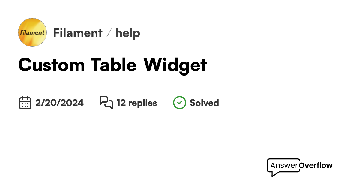 Custom Table Widget - Filament