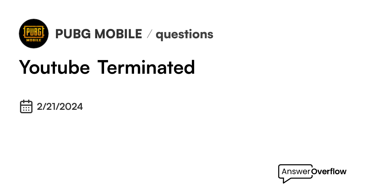 Youtube Terminated - PUBG MOBILE