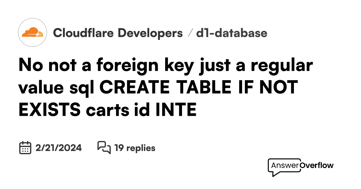 No Not A Foreign Key Just A Regular Value ```sql Create Table If Not