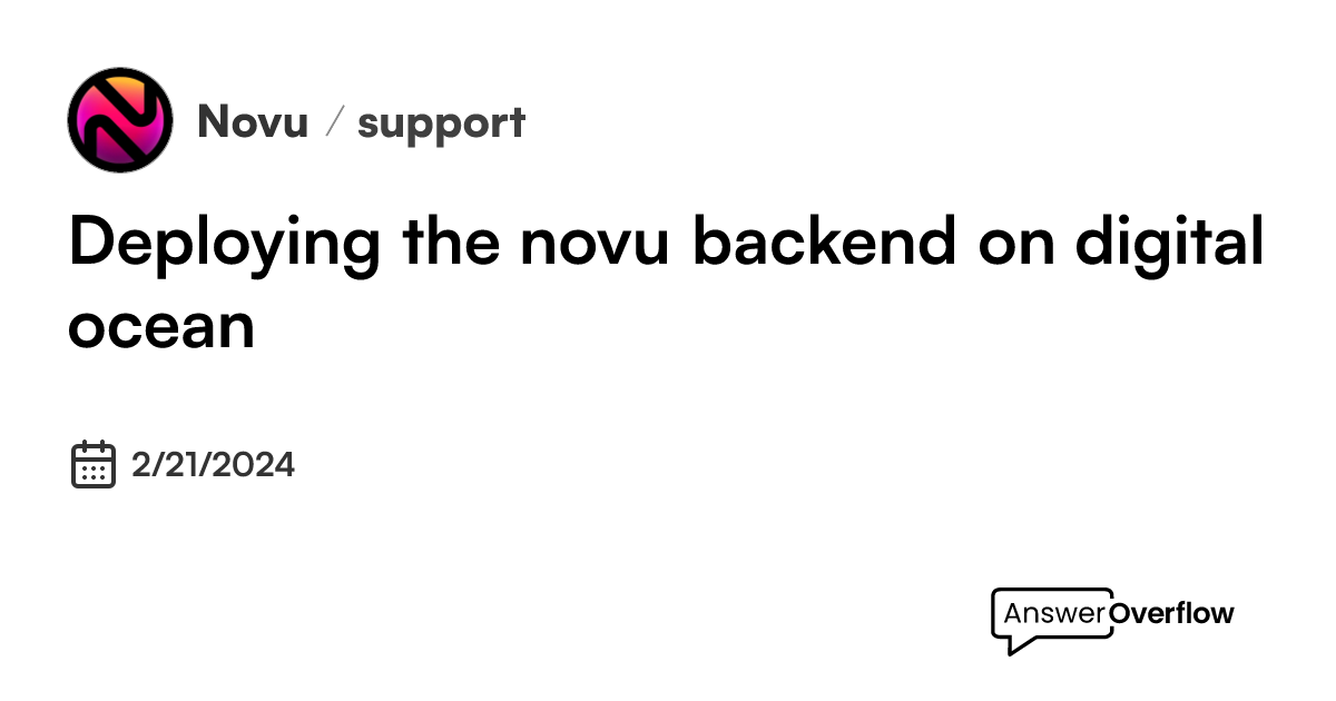 Deploying the novu backend on digital ocean. - Novu