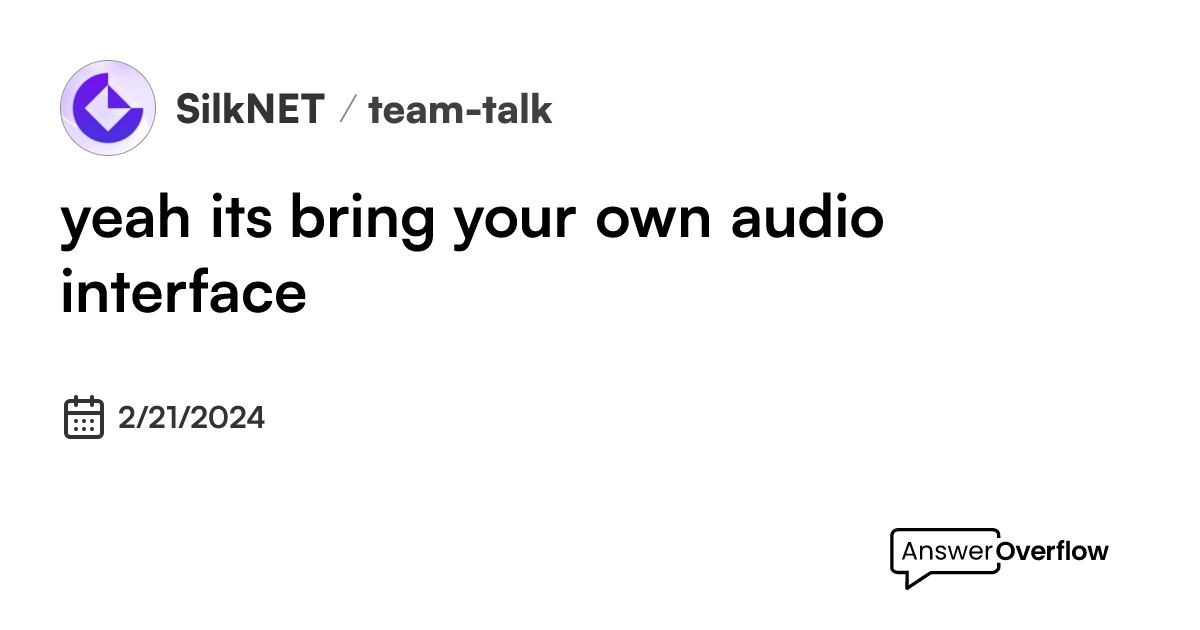 yeah it's bring your own audio interface - Silk.NET