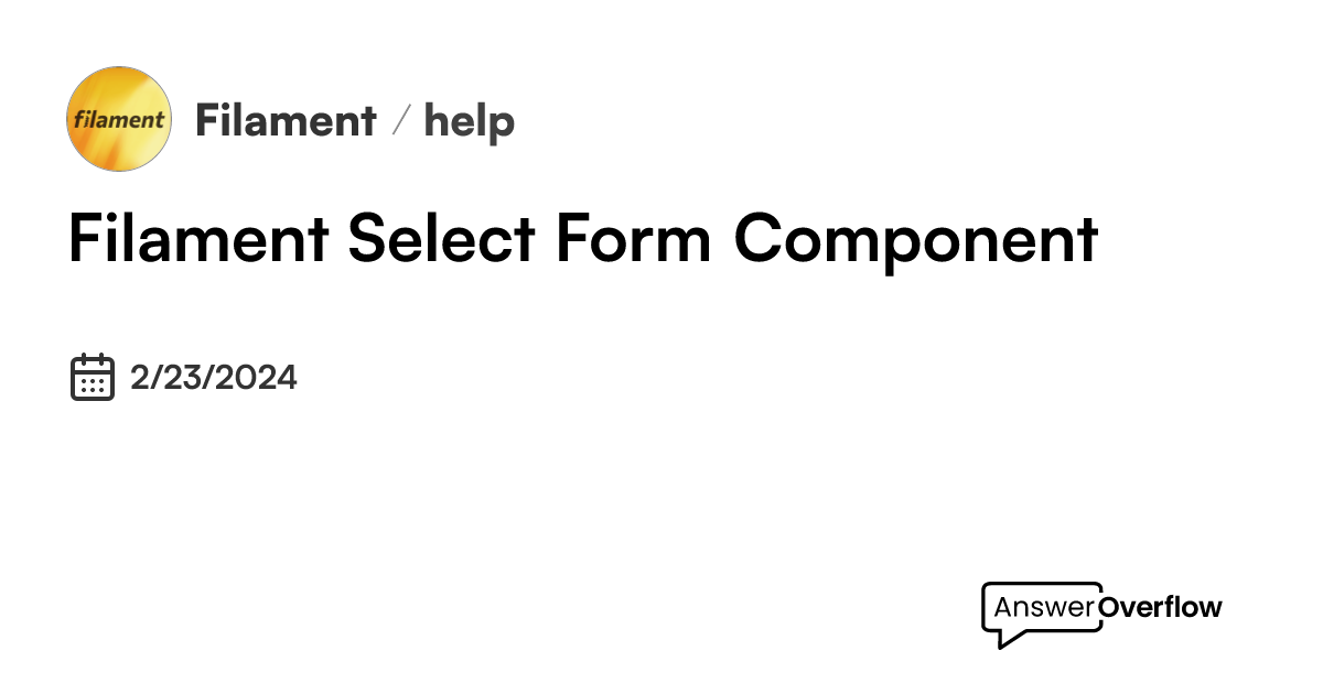 Filament Select Form Component - Filament