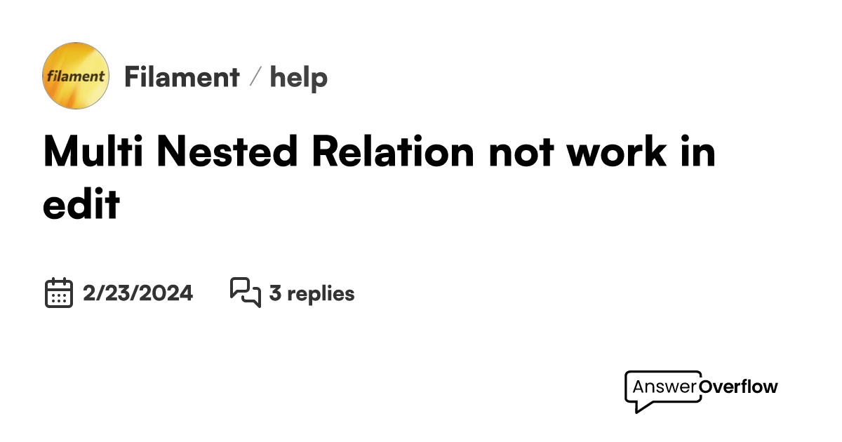 Multi Nested Relation Not Work In Edit Filament
