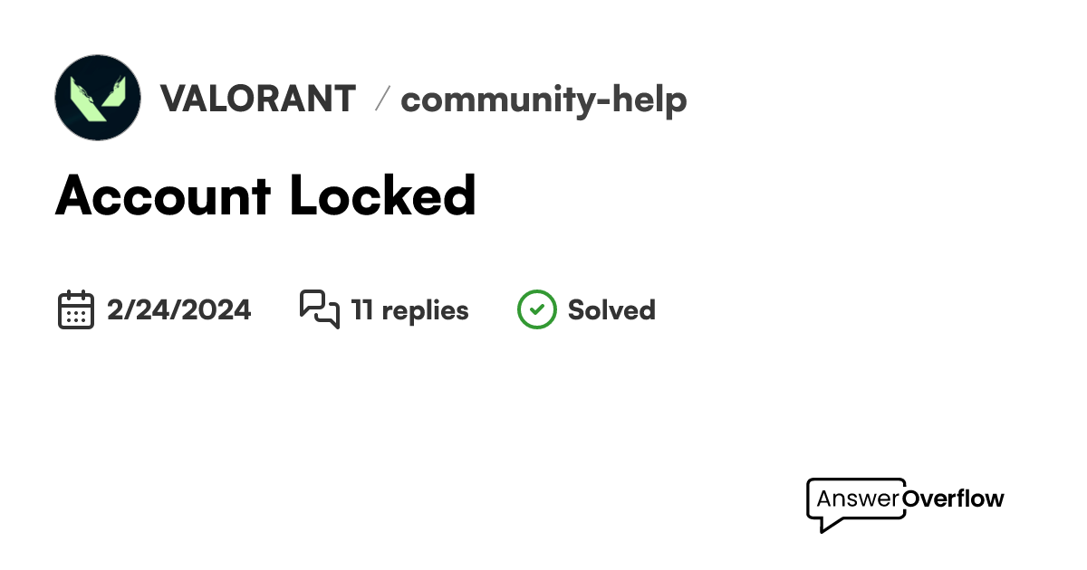 Account Locked??? - VALORANT
