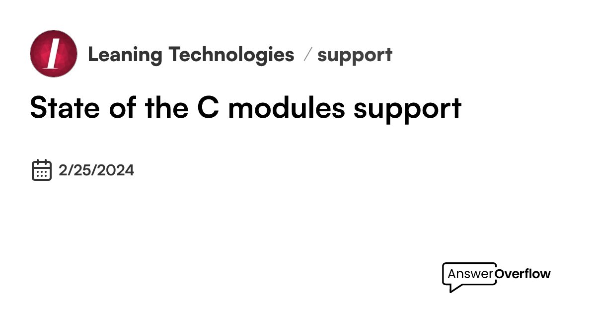 State of the C++ modules support - Leaning Technologies
