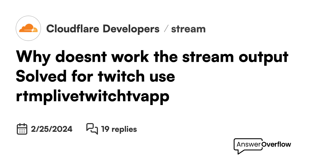 Why doesn't work the stream output? Solved: for twitch use rtmp://live.twitch.tv/app ...