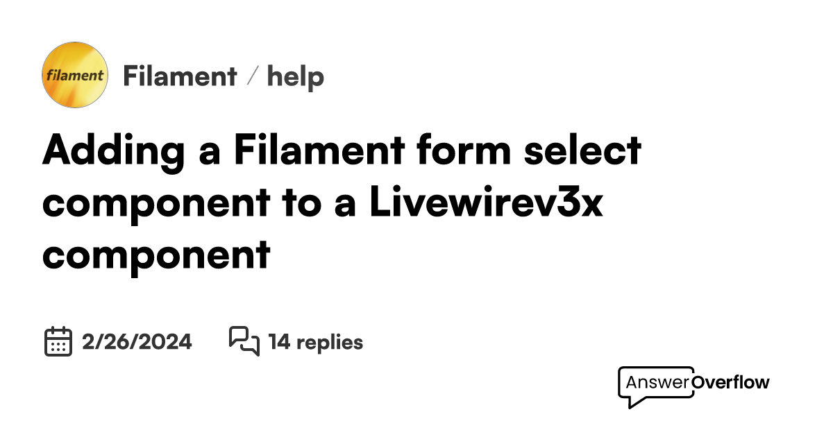 Adding a Filament form (select component) to a Livewire(v3.x) component - Filament