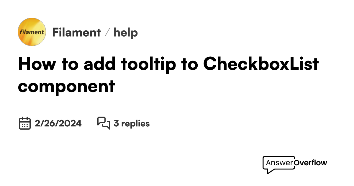How To Add Tooltip To Checkboxlist Component Filament