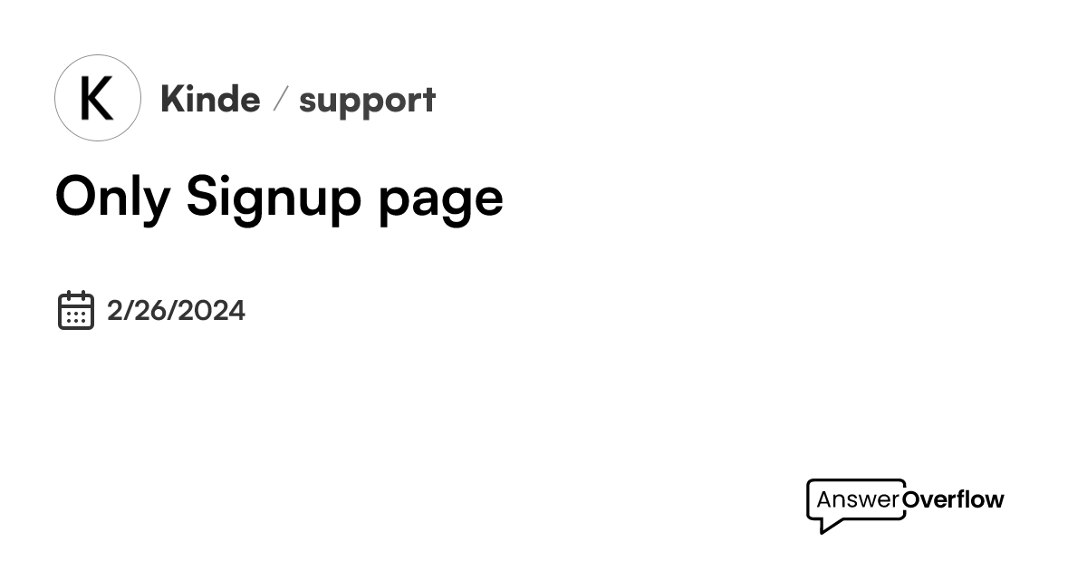 Only Signup page - Kinde