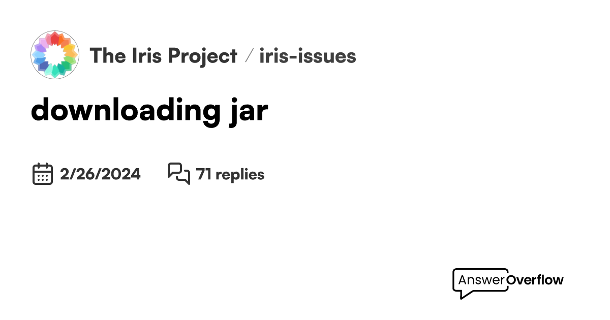 downloading = jar?? - The Iris Project