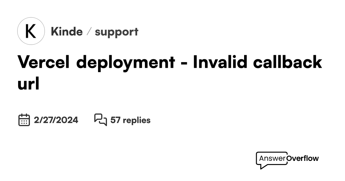 Vercel deployment - Invalid callback url - Kinde