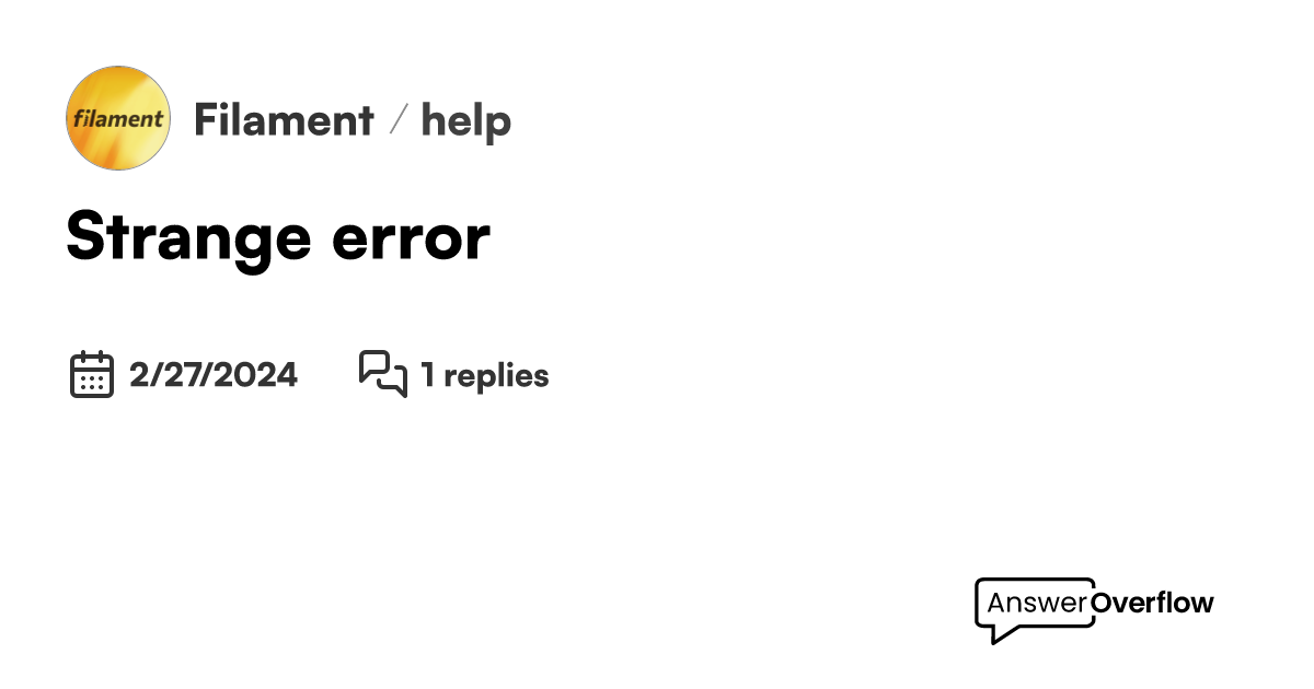 Strange error - Filament