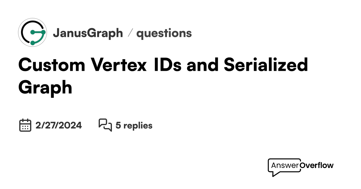 Custom Vertex IDs and Serialized Graph - JanusGraph