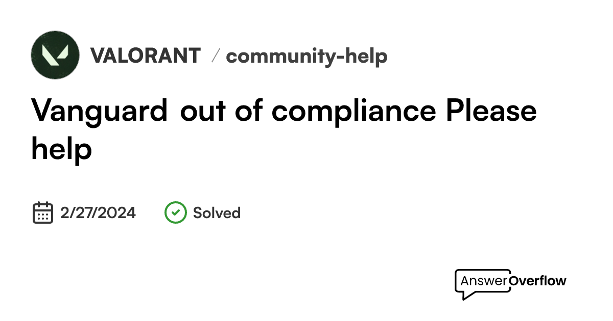 Vanguard out of compliance? Please help. - VALORANT