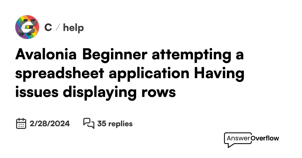Avalonia Beginner Attempting A Spreadsheet Application Having Issues Displaying Rows C 
