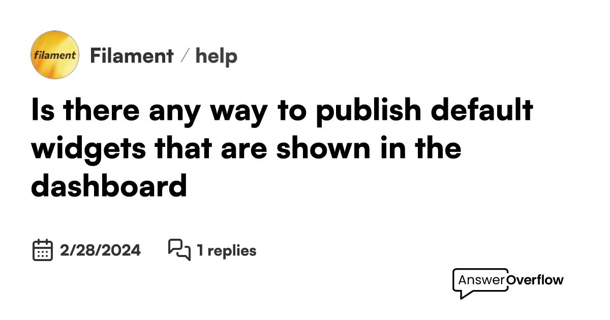 Is There Any Way To Publish Default Widgets That Are Shown In The