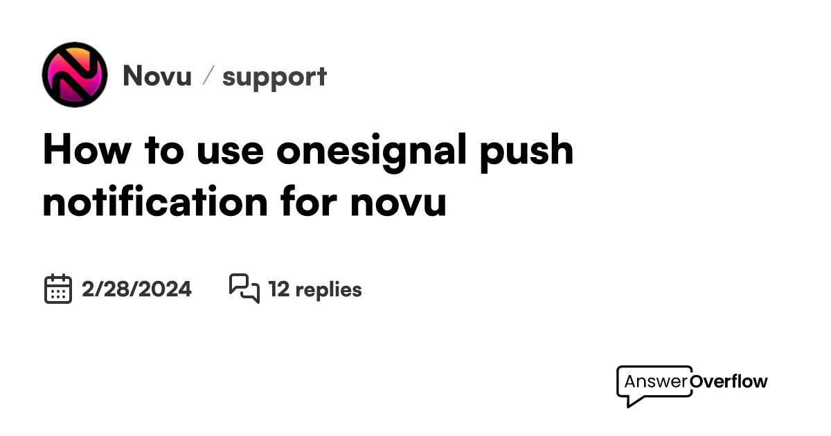 How to use onesignal push notification for novu ? - Novu