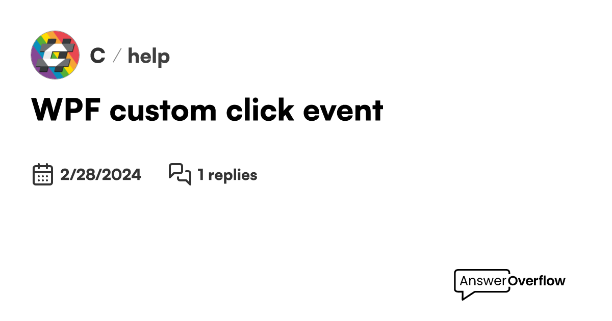 WPF custom click event - C#